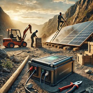 construction site with battery setup – OFF-GRID HIRE